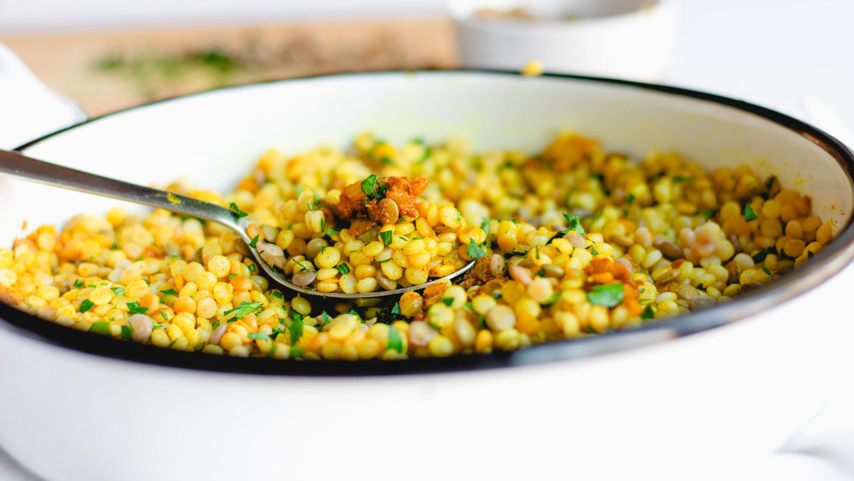 Israeli Couscous (Ptitim) Mujadara | Aish